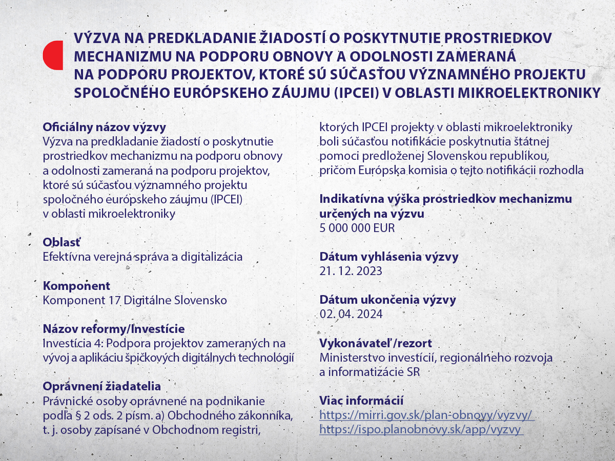 Výzva na predkladanie žiadostí o poskytnutie prostriedkov mechanizmu na podporu obnovy a ...